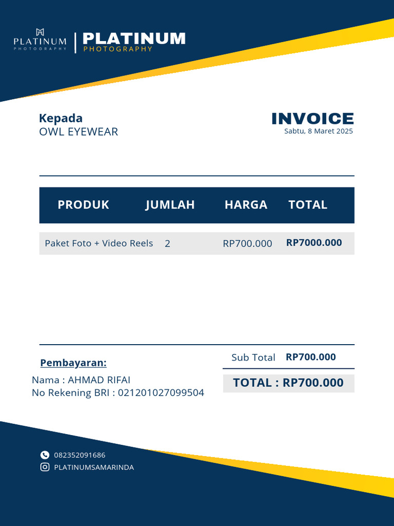 Invoice Platinum X Putra Photography | PDF