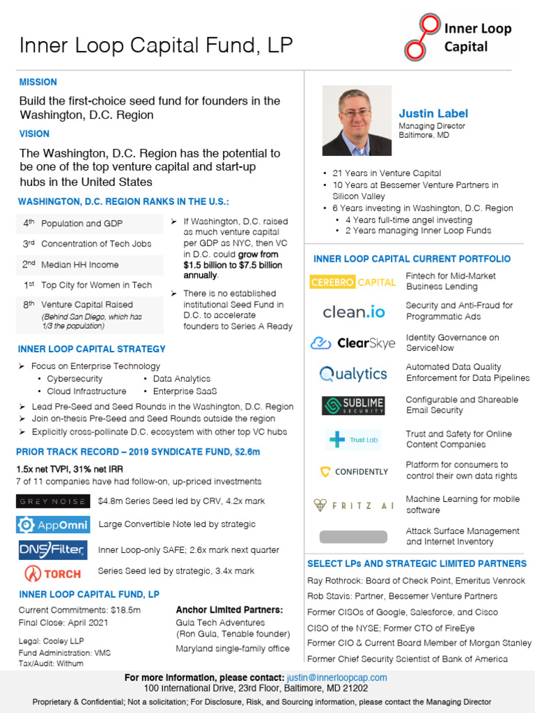 Inner Loop Capital - One Page Intro | PDF | Venture Capital | Corporate Finance