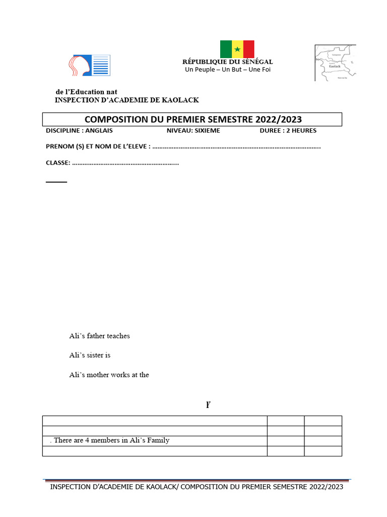 Compo 6e-Sem1 2023 (Épreuve Principale) | PDF | Human Communication | Linguistics