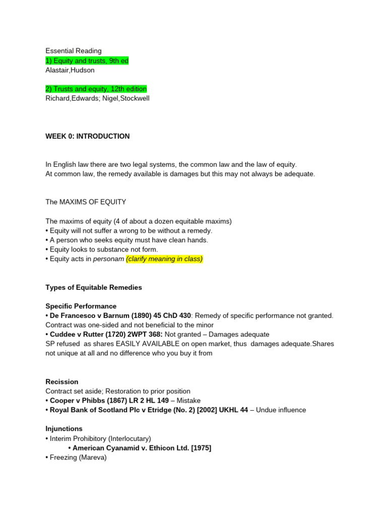 Equity and The Law of Trusts | PDF | English Trust Law | Injunction