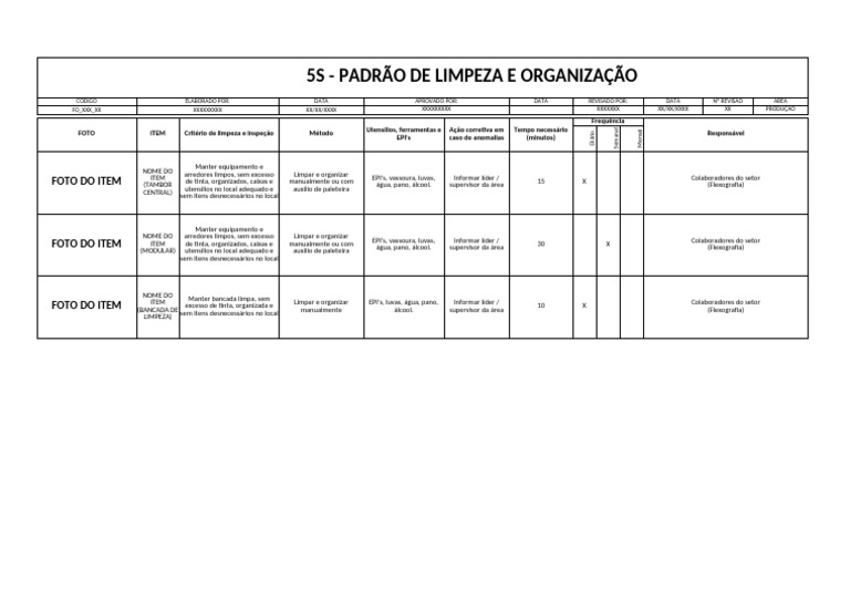 Padrão 5S de Limpeza e Organização | PDF