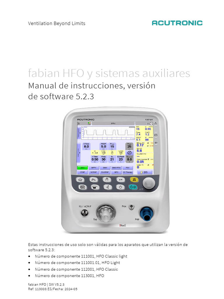 fabian HFO IFU 113003.ES V5.2.3 202405 | PDF | Medicina CLINICA | Bienes manufacturados