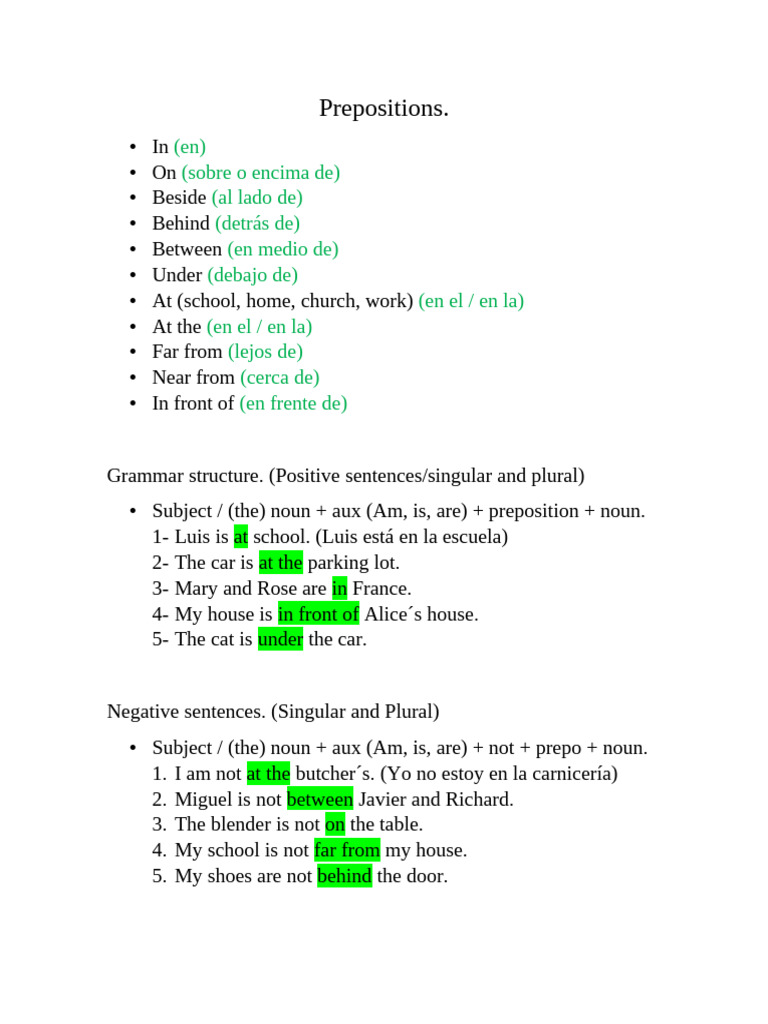 Prepositions LIST | PDF