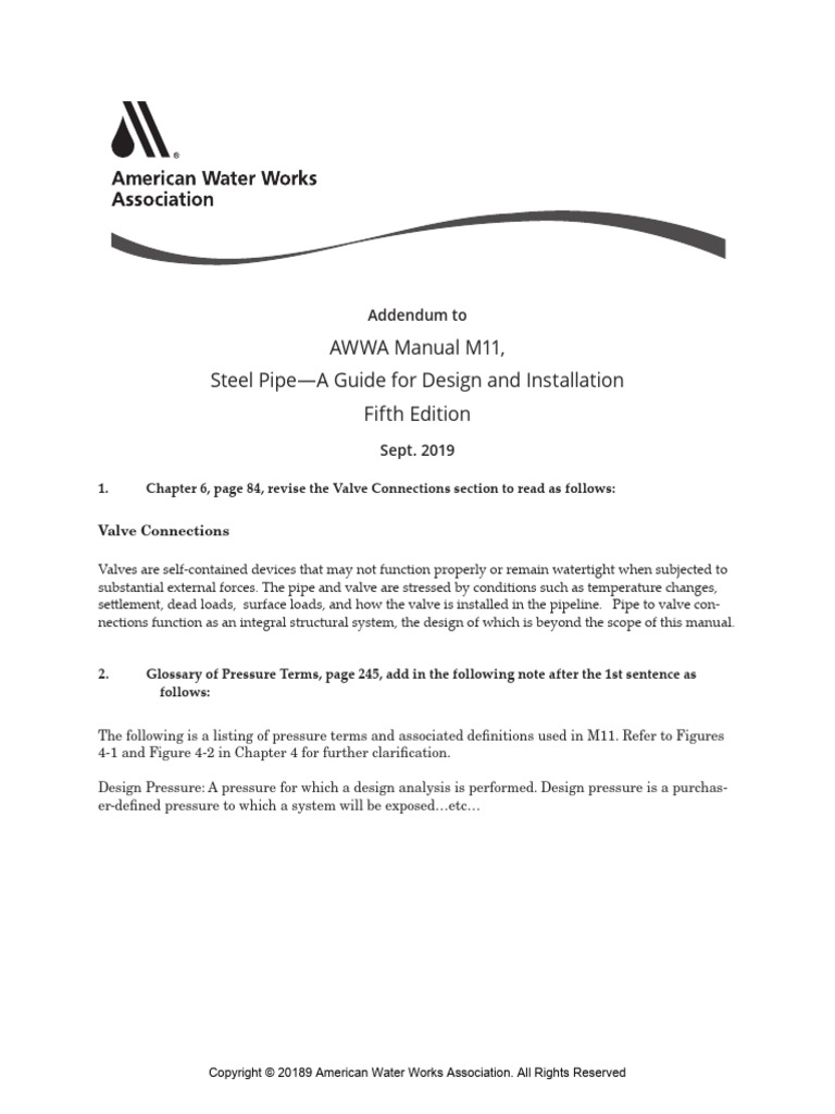 AWWA Manual M11 2017 (2018) Add 2019 | PDF