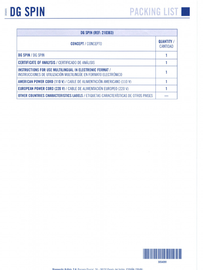 DG Spin-Checklist de Accesorios | PDF