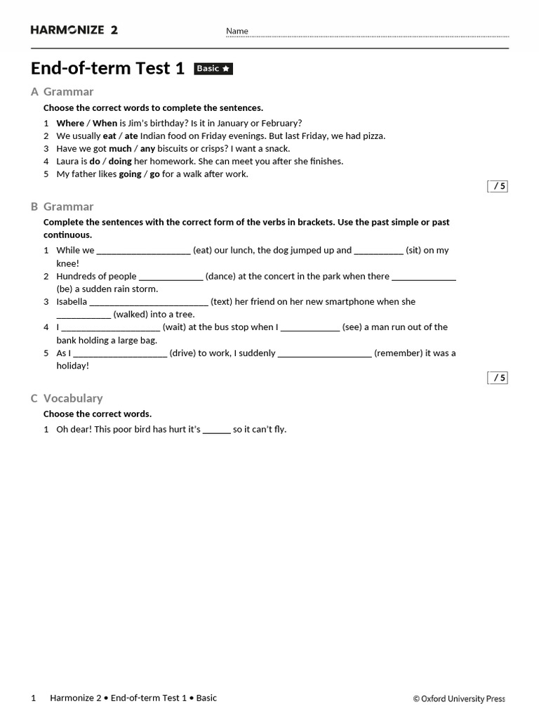 Harmonize - 2 - End-Of-Term Test 1 - Basic | PDF | Carnival | Mask