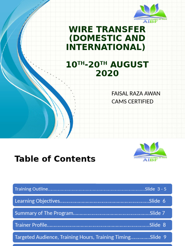 AIBF - Domestic & International Wire Transfers - Presentation | PDF ...