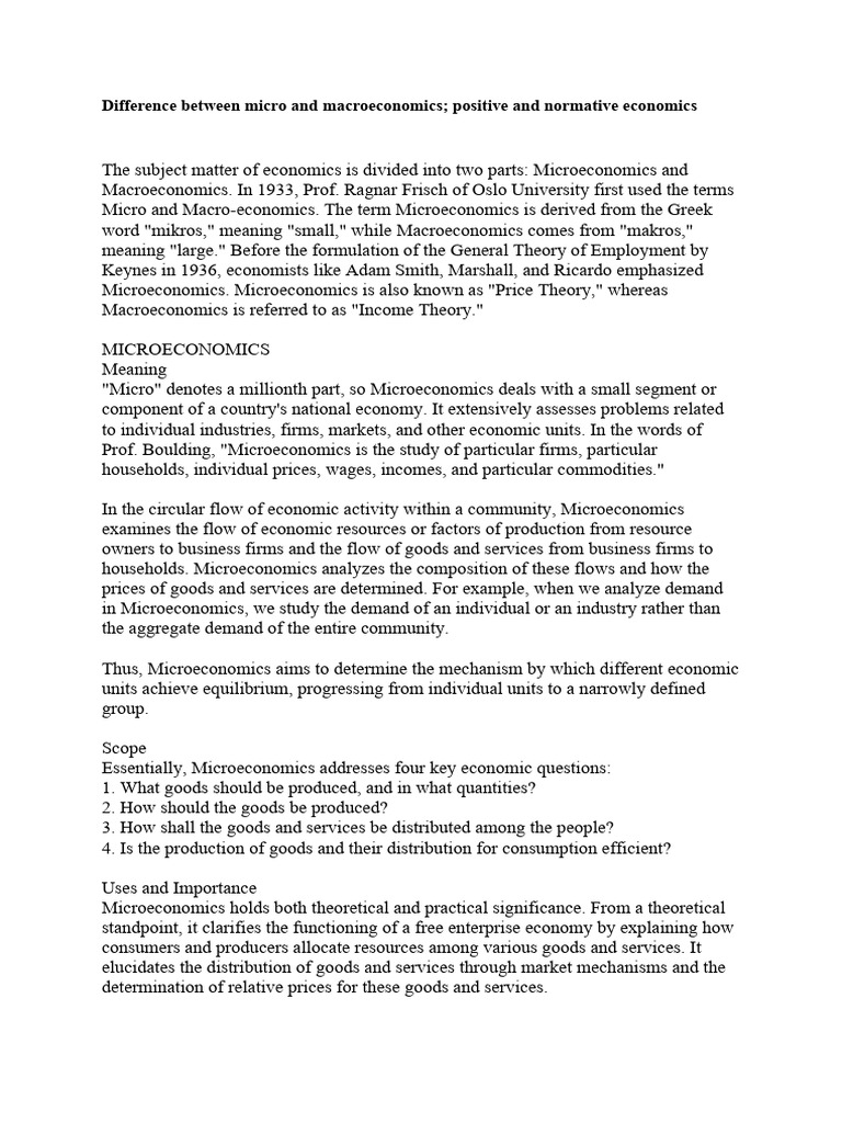 Difference Between Micro and Macroeconomics | PDF | Macroeconomics ...