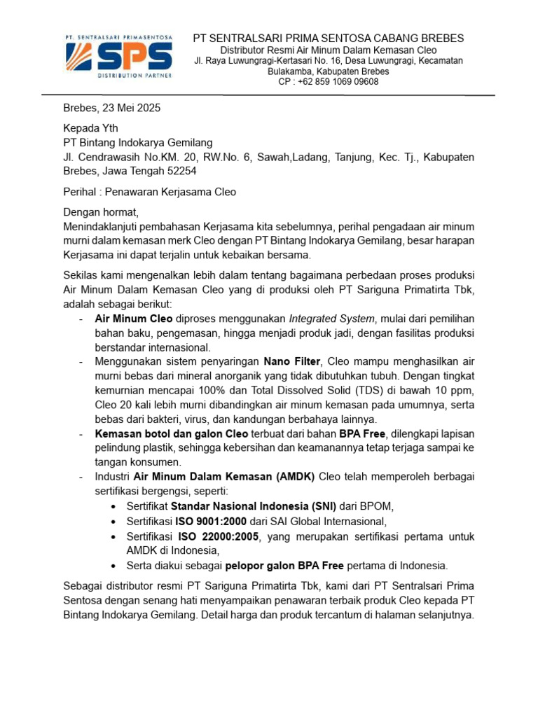 Proposal Kerjasama Cleo | PDF