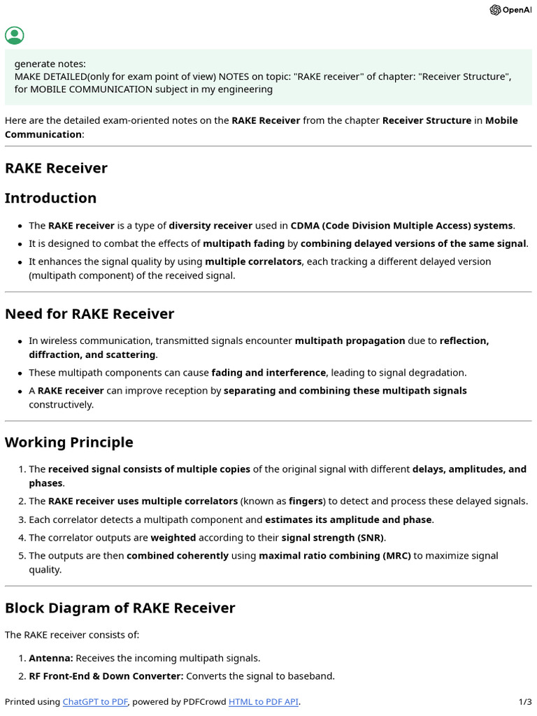 MC - 4 Receiver Structure - 4.2 RAKE Receiver | PDF | Radio | Radio ...