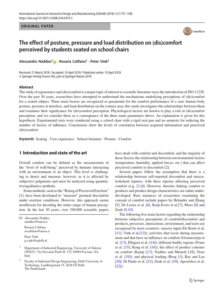 The Effect of Posture, Pressure and Load Distribution On (Dis) Comfort ...
