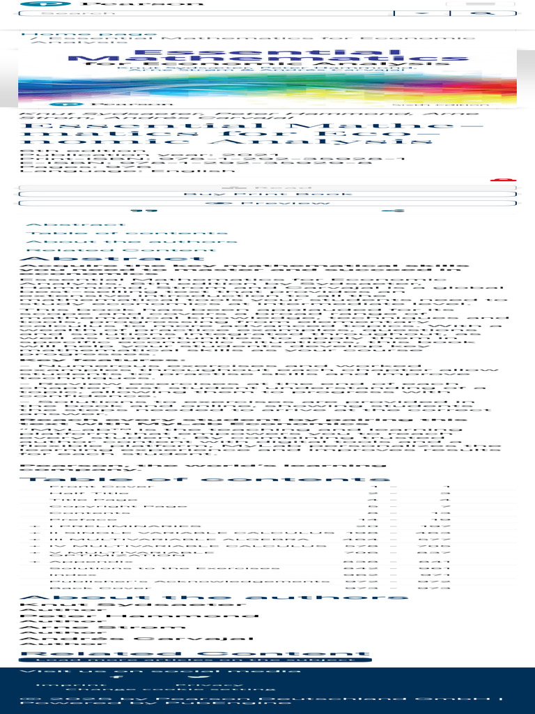 Essential Mathematics For Economic Analysis Pearson ELibrary | PDF ...