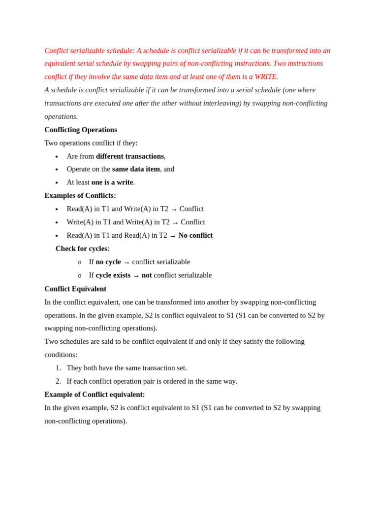 Conflict Serializable Schedule | PDF | Databases | Synchronization