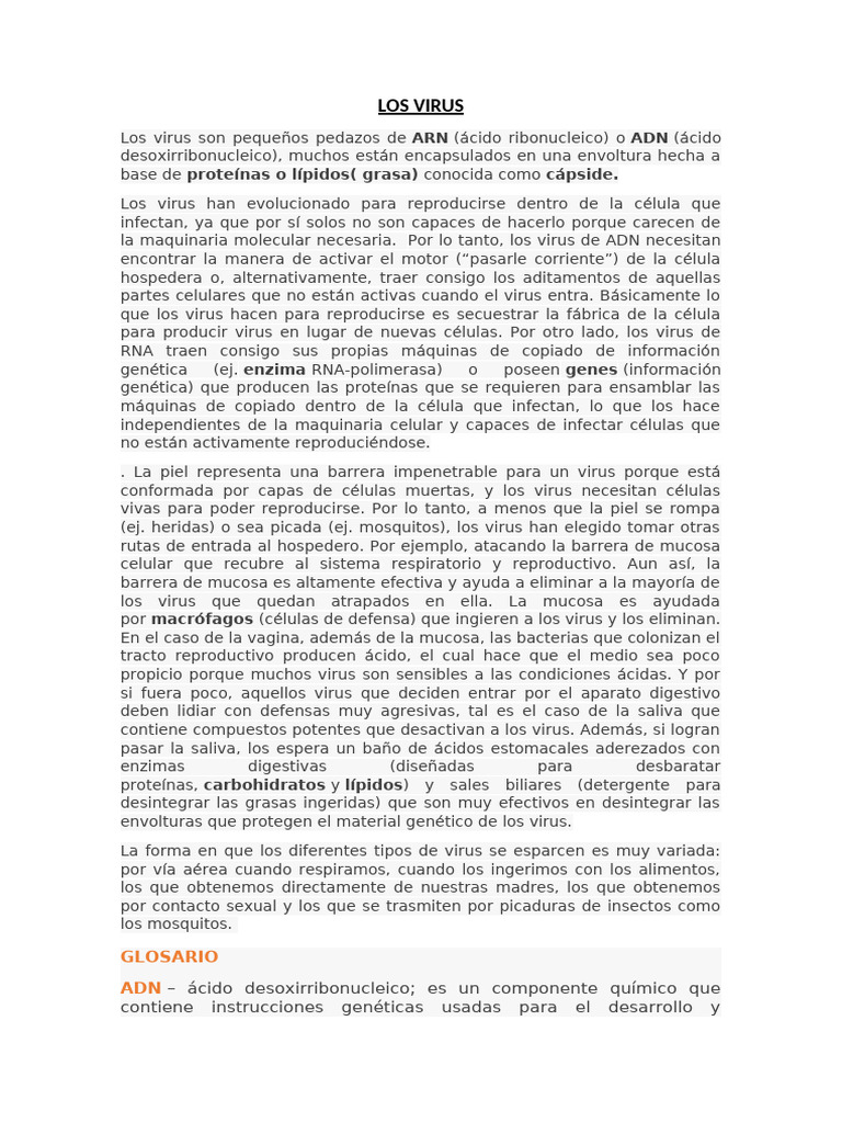 Características y transmisión de virus | PDF | Virus | Biología Celular)