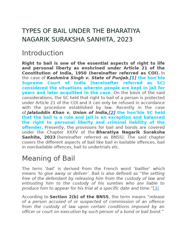 Types of Bail Print Krna h | PDF | Bail | Misconduct