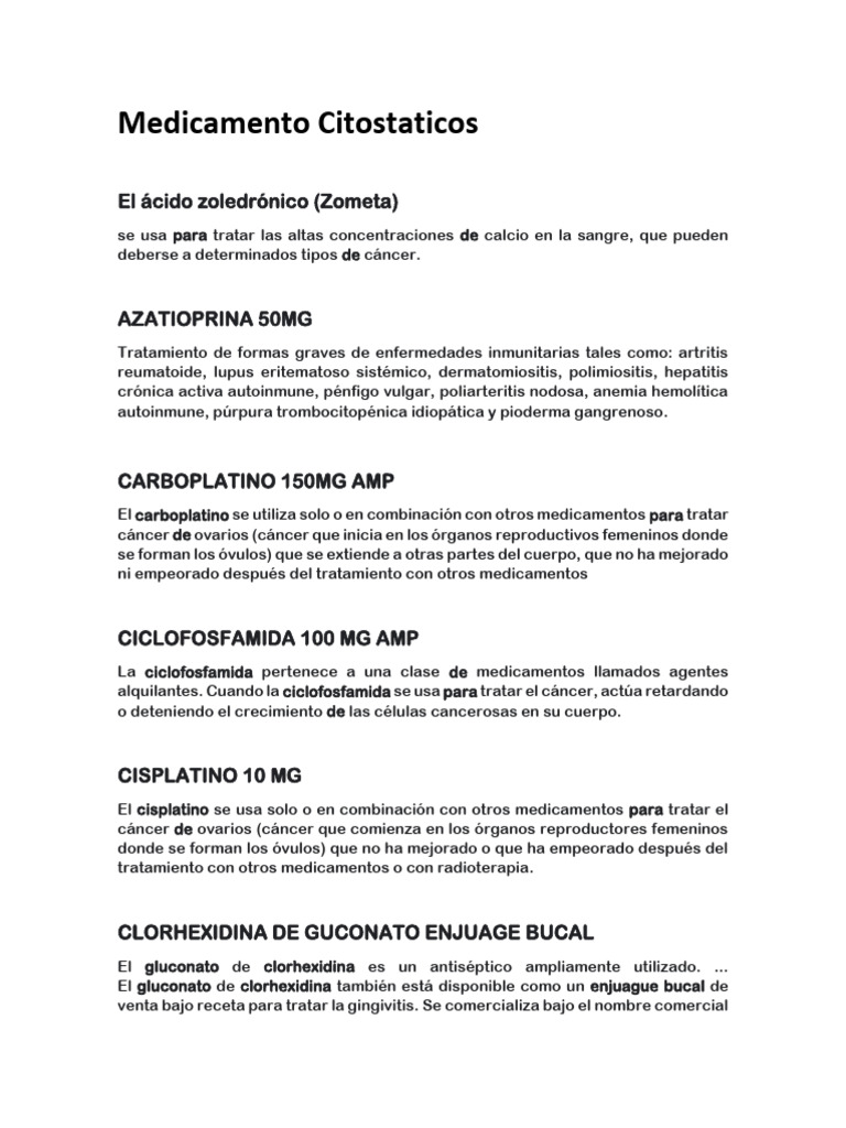 Medicamento Citostaticos | PDF | Cáncer | Cáncer de pulmón