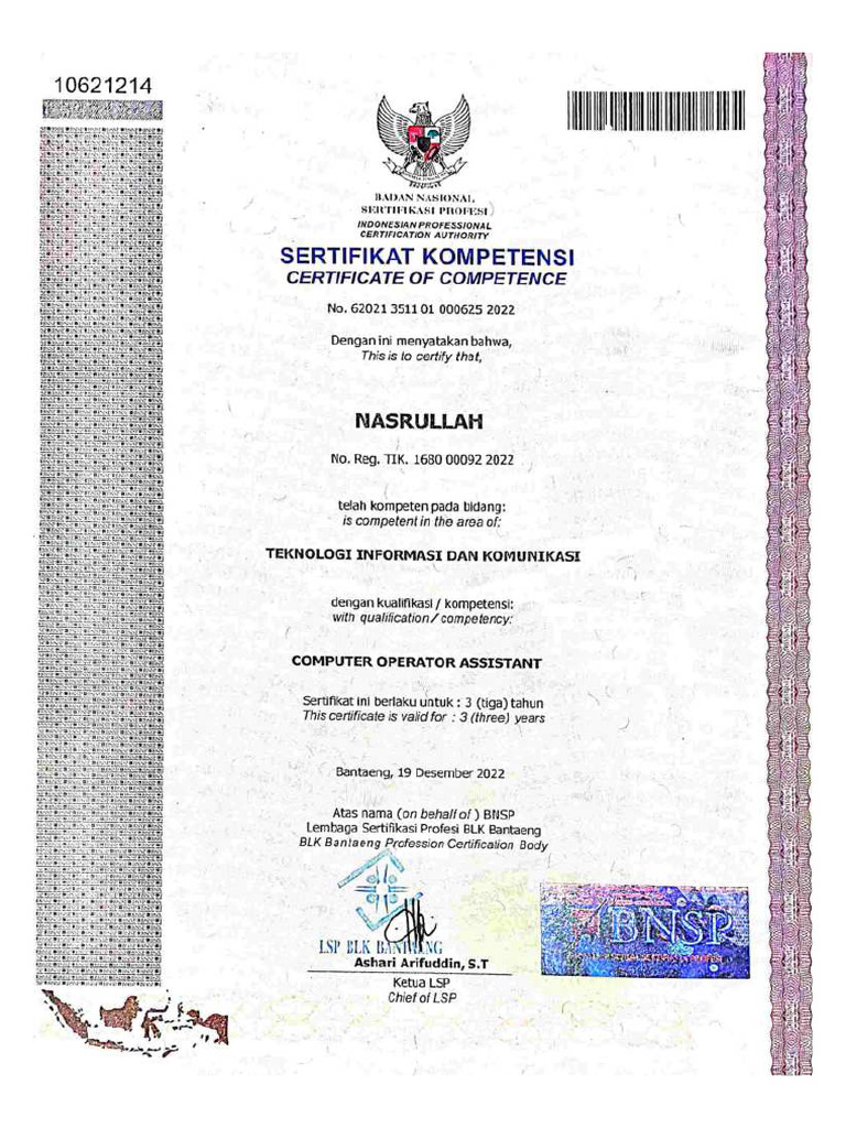 Sertifikat Komputer | PDF