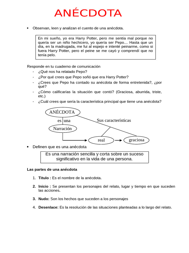Anecdota para Cuarto Grado de Primaria | PDF
