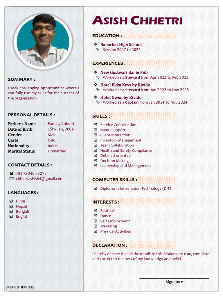 CV Sample Edition A2 by Umesh Bhuia | PDF