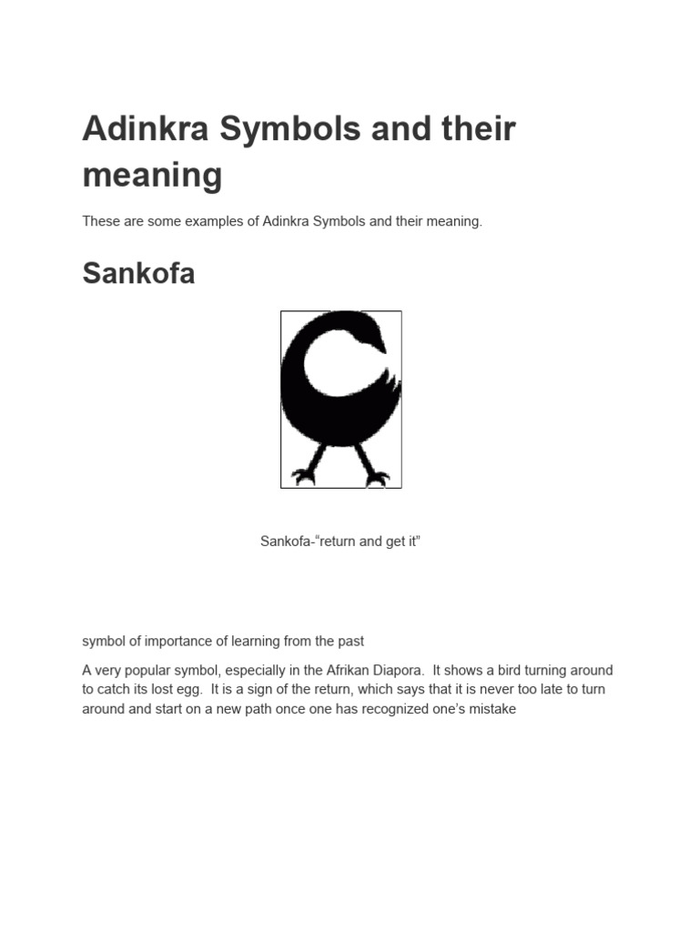 Adinkra Symbols and Their Meanings | PDF