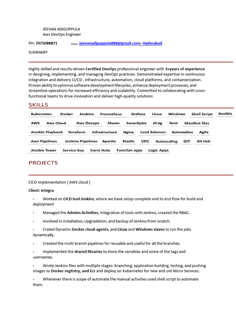 JEEVAN ADIGOPPULA Aws Devops | PDF | Cloud Computing | Computer Engineering