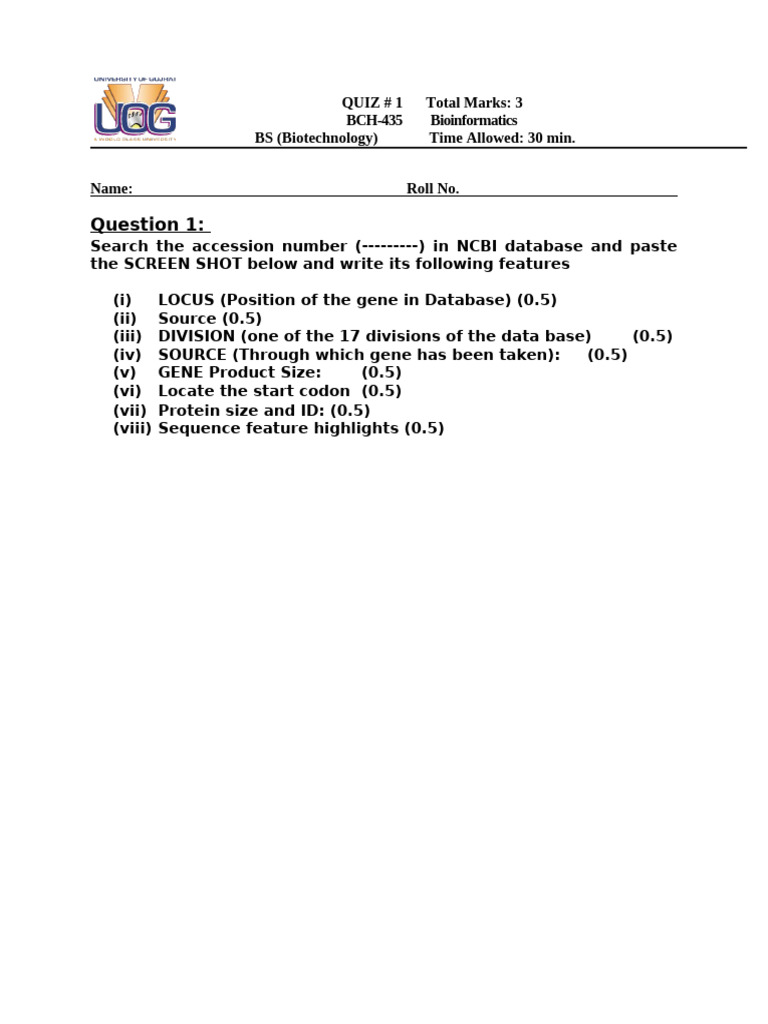 Quiz 1 (section B) 2 | PDF
