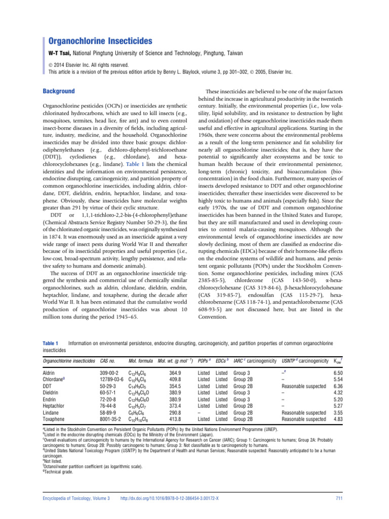 Organochlorine Insecticides | PDF | Insecticide | Ddt