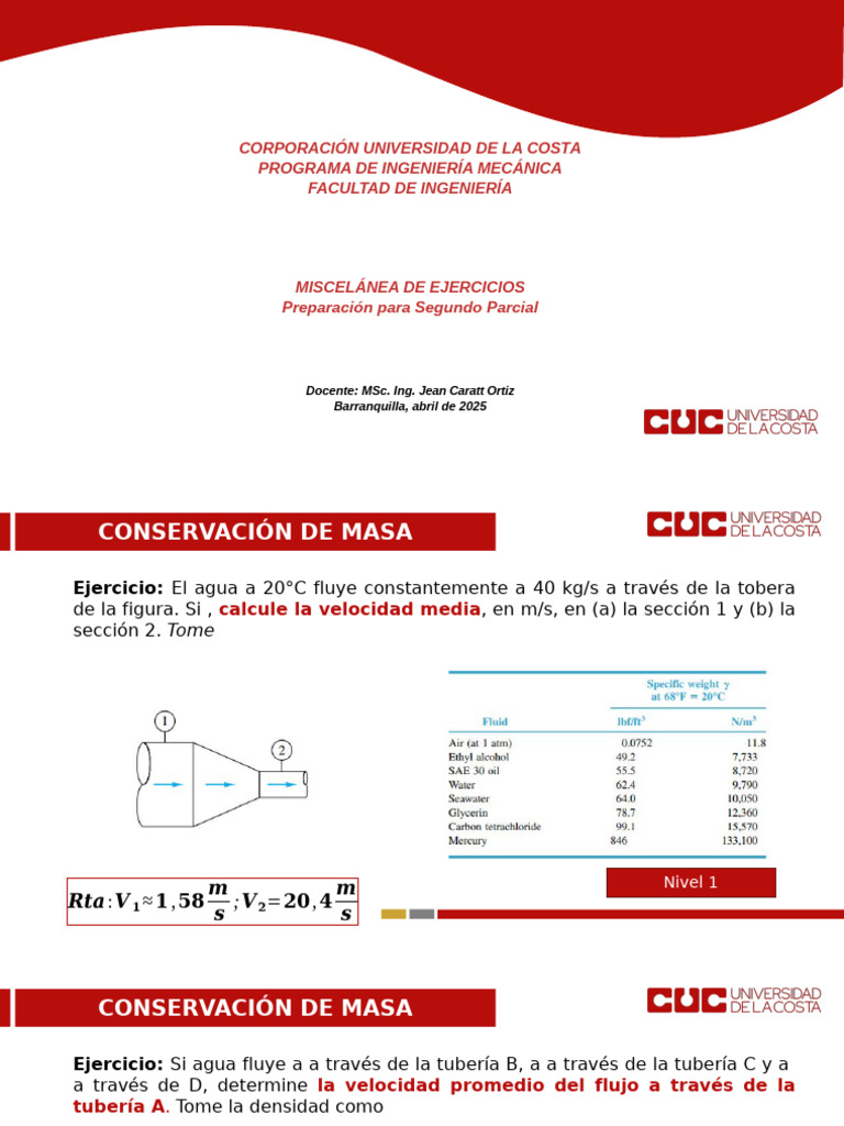 Miscelánea de Ejercicios - II Parcial - 2025-I | PDF | Descarga (hidrología) | Tubería ...
