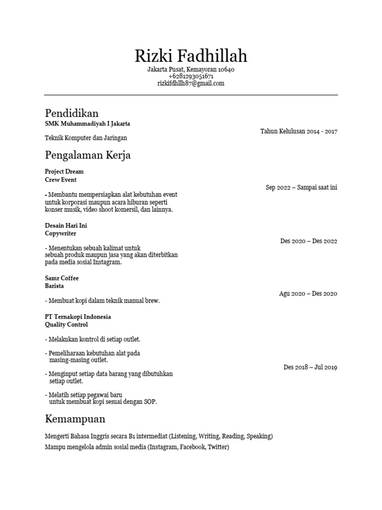 Resume Rizki 2 | PDF