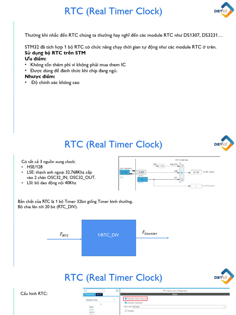 [STM32 Nâng cao] Buổi 6 RTC | PDF