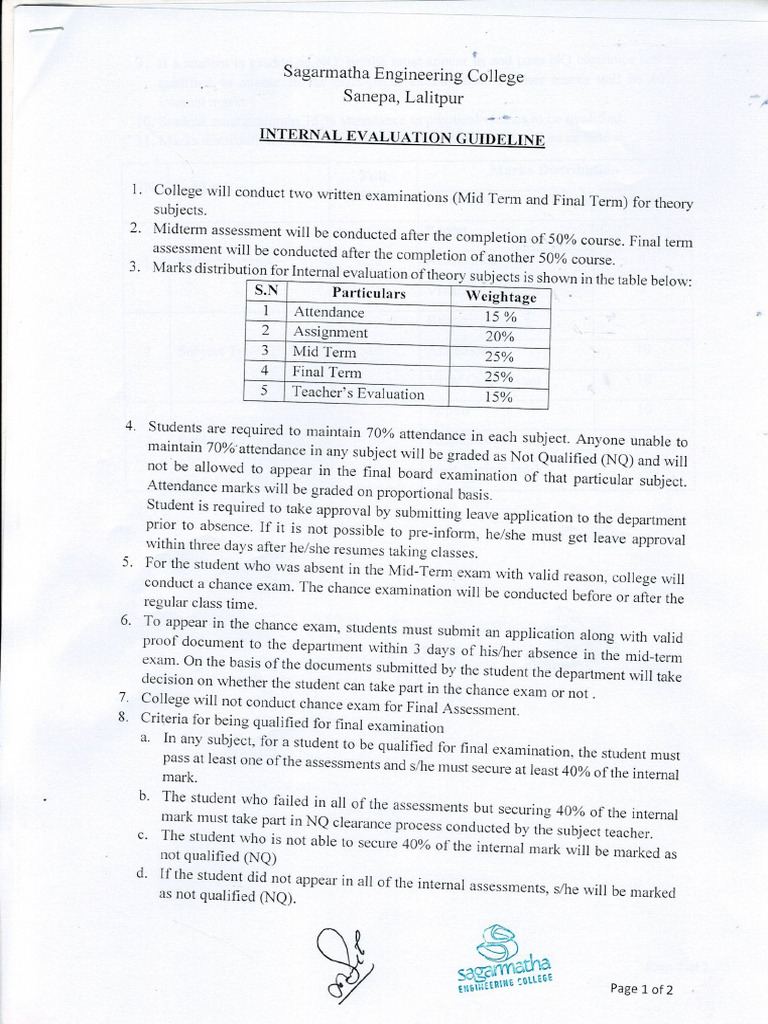 Internal Evaluation Guideline SEC | PDF