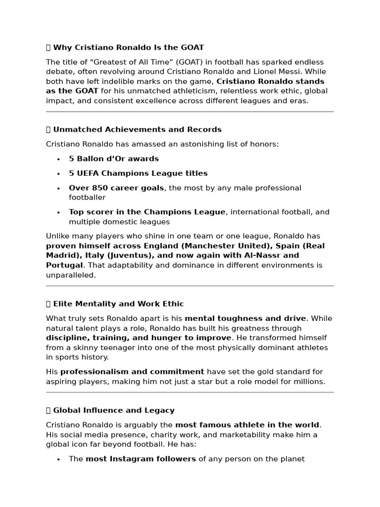 Why Cristiano Ronaldo Is The GOAT | PDF | Association Football