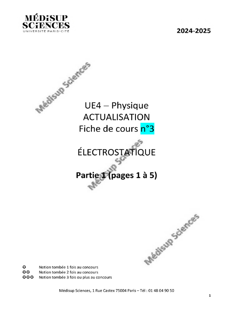 Actualisation Fiche 03 - Électrostatique (1 Sur 2) | PDF
