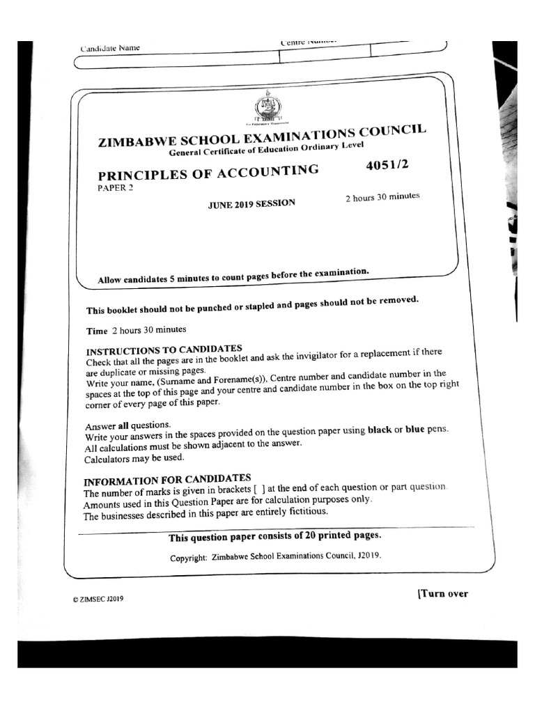 O Level Acc J 2019 P2 | PDF