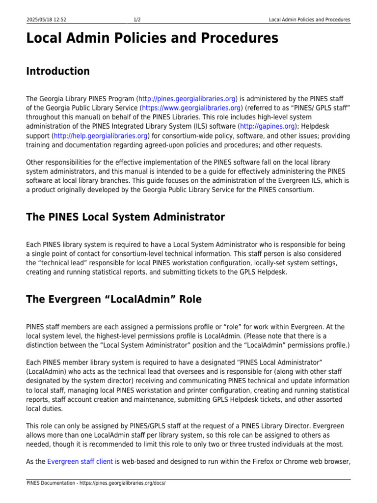 Local Admin Policies and Procedures | PDF | Computing | Libraries
