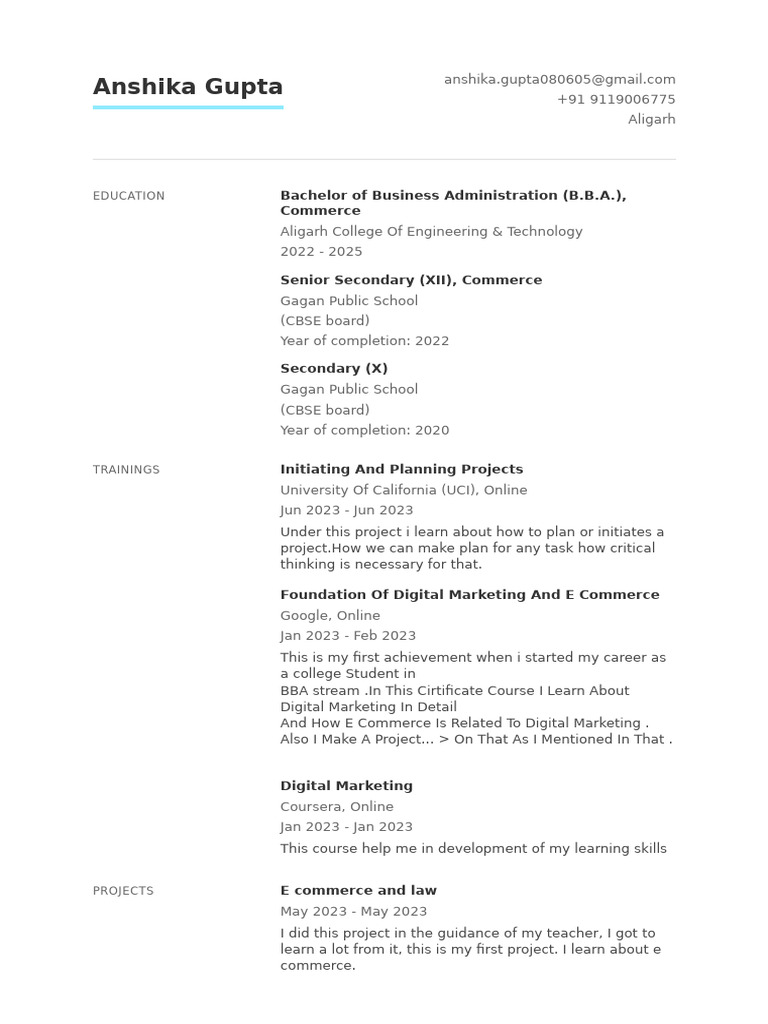 AnshikaGupta InternshalaResume | PDF