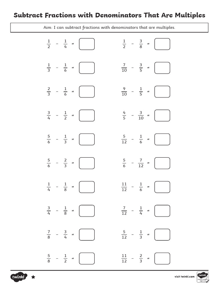 Subtracting Fractions with Multiples | PDF | Arithmetic | Mathematical ...