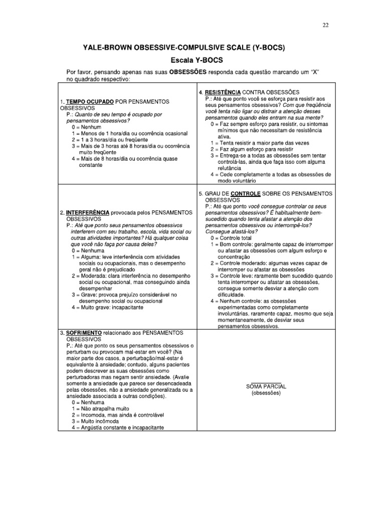 Escala Yale Oc Y-Bocs | PDF