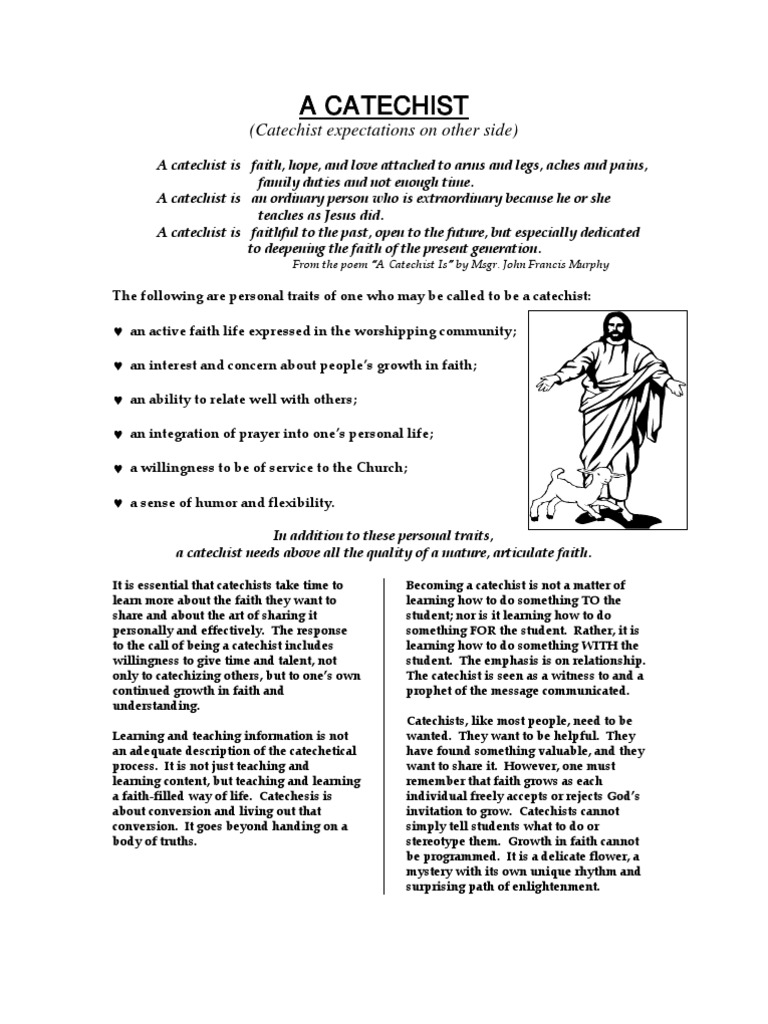 A Catechist is--For New Catechists | Catechism | Catholic Church | Free ...