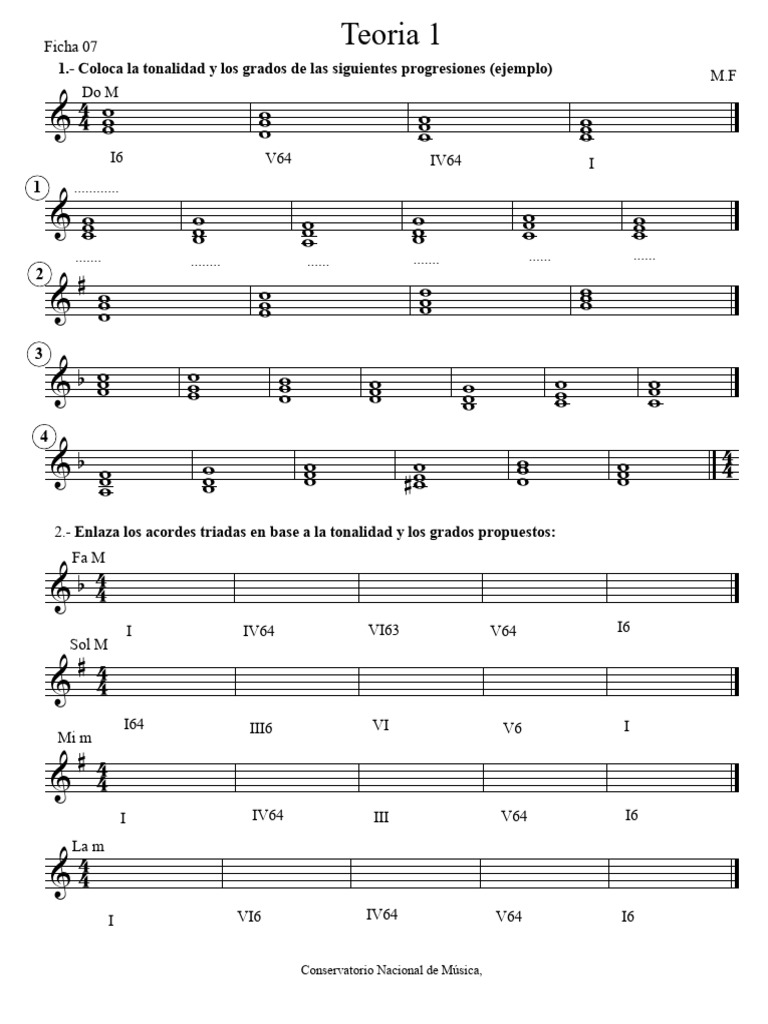 Ejercicios de Aplicación - Progresión Armonica | PDF | Pitch (Música ...