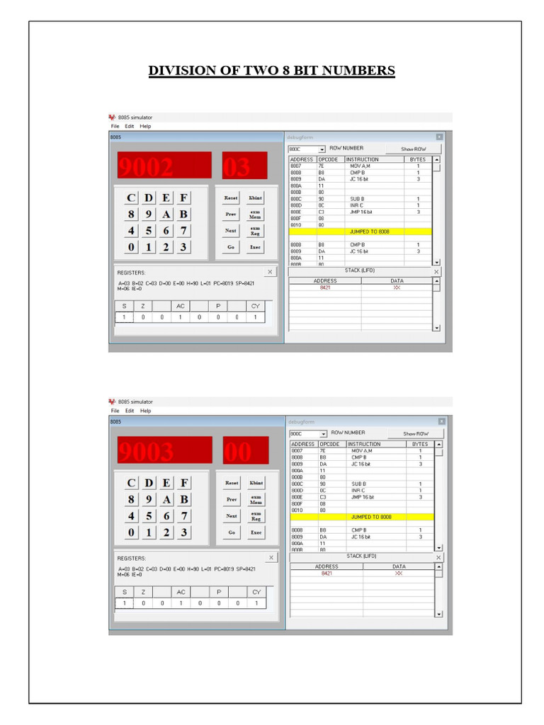 Division of Two 8 Bit Numbers | PDF