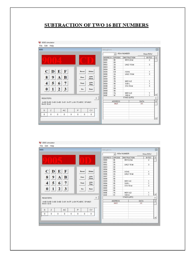 Subtraction of Two 16 Bit Nummbers | PDF