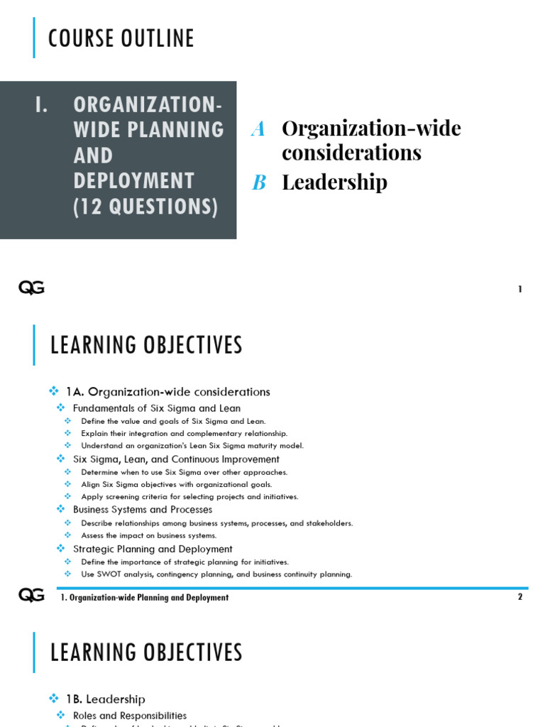 Section 1 CSSBB Handouts | PDF | Six Sigma | Change Management