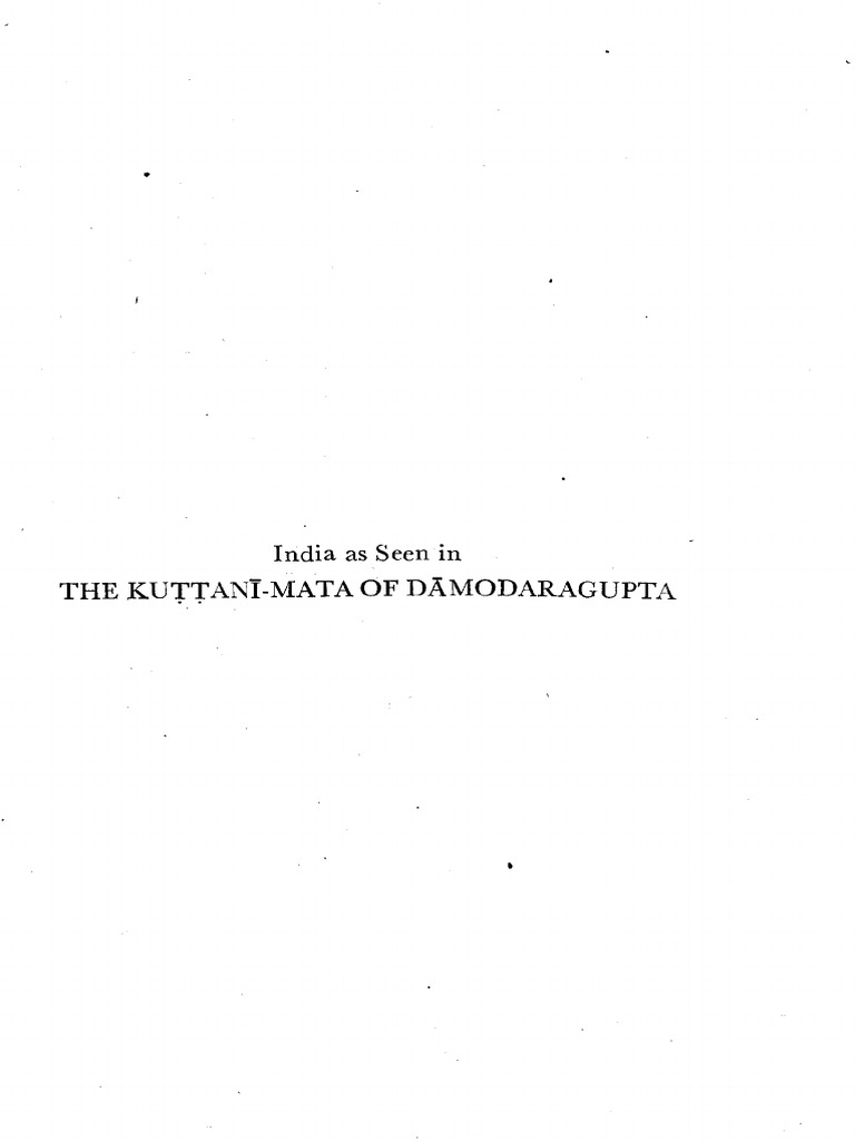 India As Seen in The Kuttani Mata of Dmodaragupta 1 | PDF