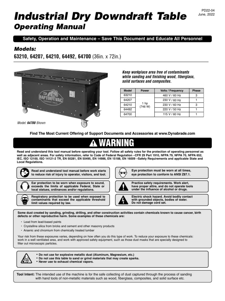 Dynabrade Raptor Vac Table | PDF | Personal Protective Equipment ...