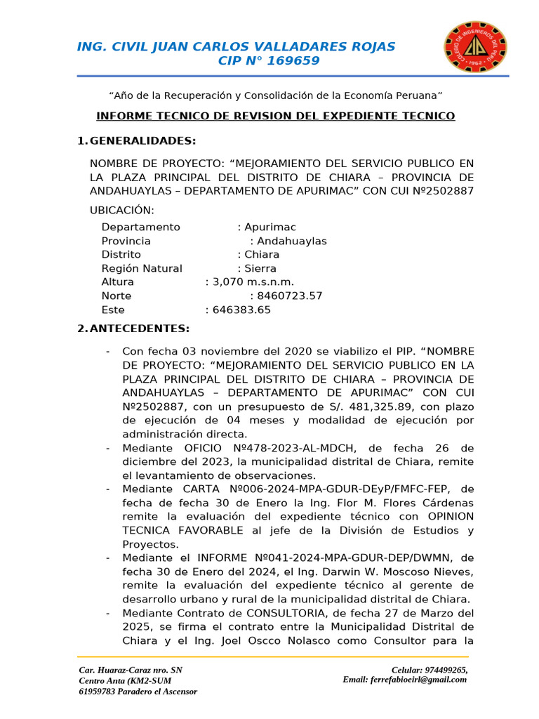 Informe Tecnico de Revision Del Expediente 1 | PDF