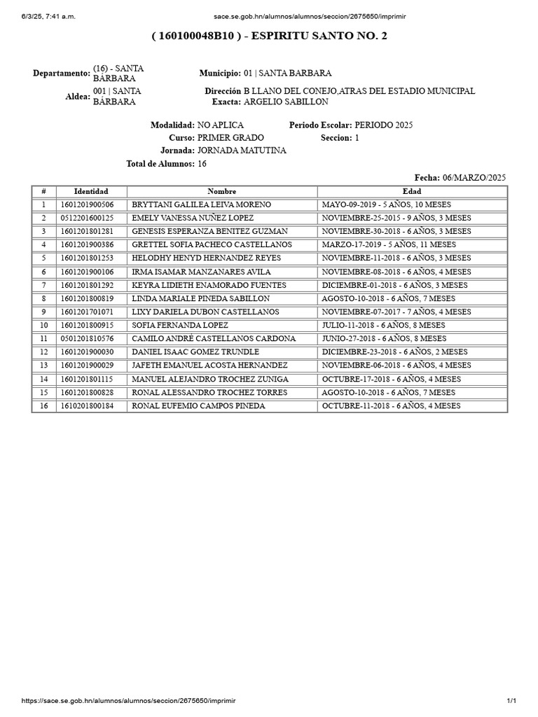 listado actualizado 1 grado sace (1) | PDF
