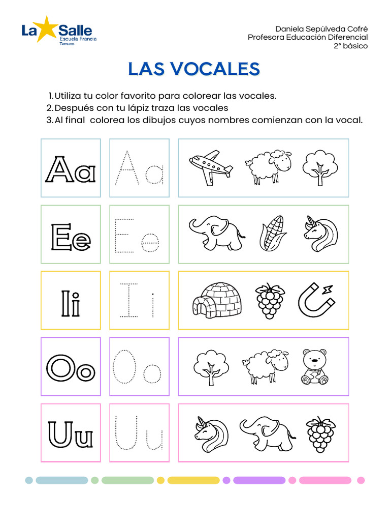 Hoja de trabajo imprimible actividades con las vocales, sencillo ...