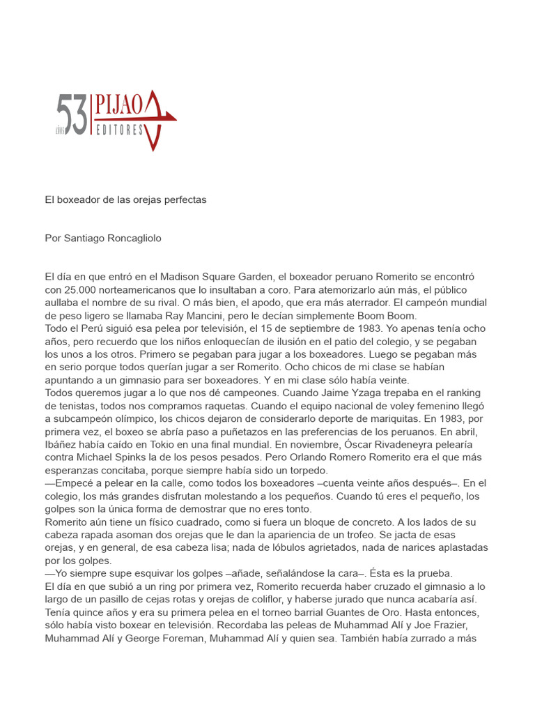El Boxeador de Las Orejas Perfectas | PDF | Muhammad Ali