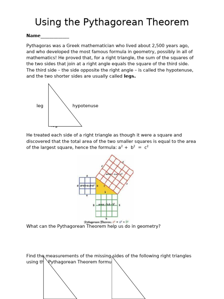 Understanding the Pythagorean Theorem | PDF